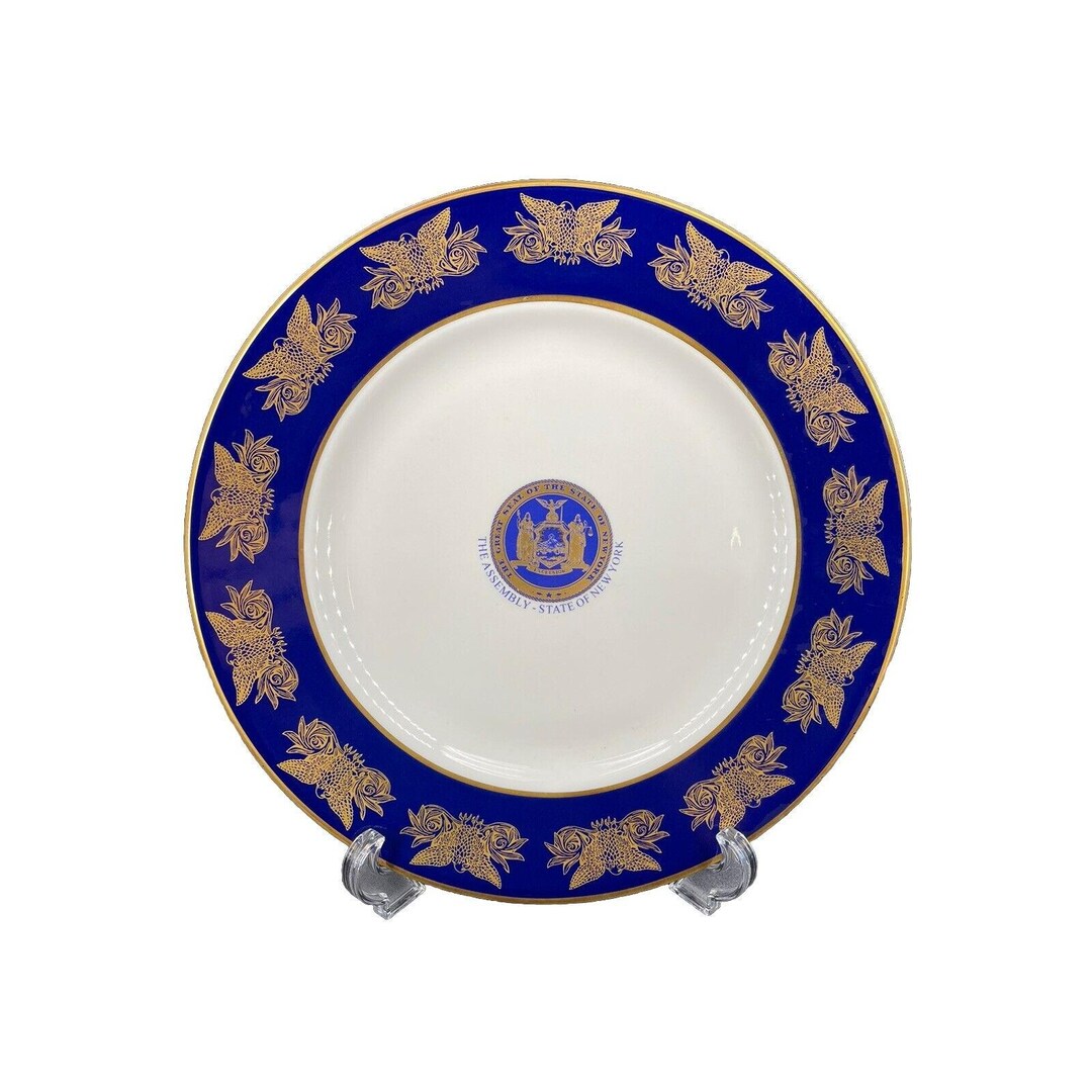 Vintage Syracuse China the Great Seal Plate New York Assembly RARE Blue ...