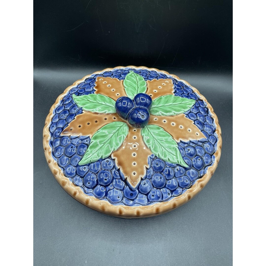Vintage Ceramic Blueberry Pie Dish With Lid Made in Japan - Etsy