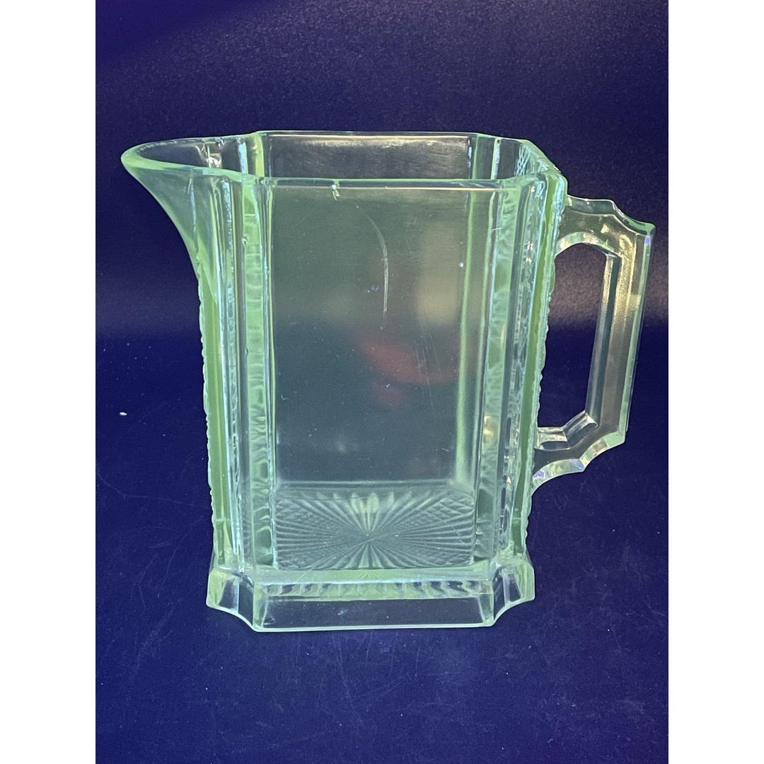 Atq Adams & Co Pitcher EAPG UV Glow 19th Century Square ASIS - Etsy
