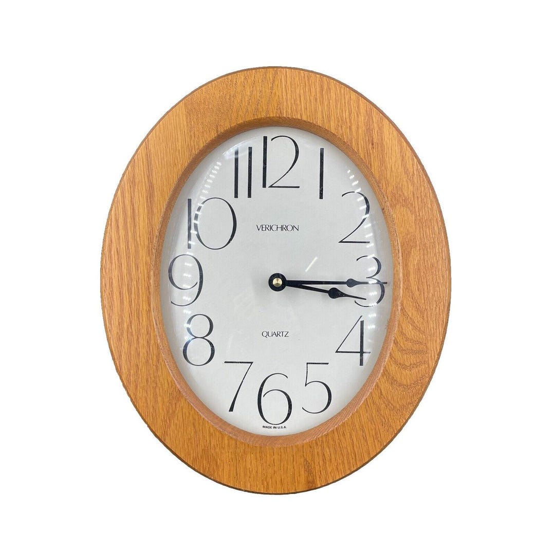 Verichron Oval Wood Vintage Mid Century Wall Clock Glass - Etsy