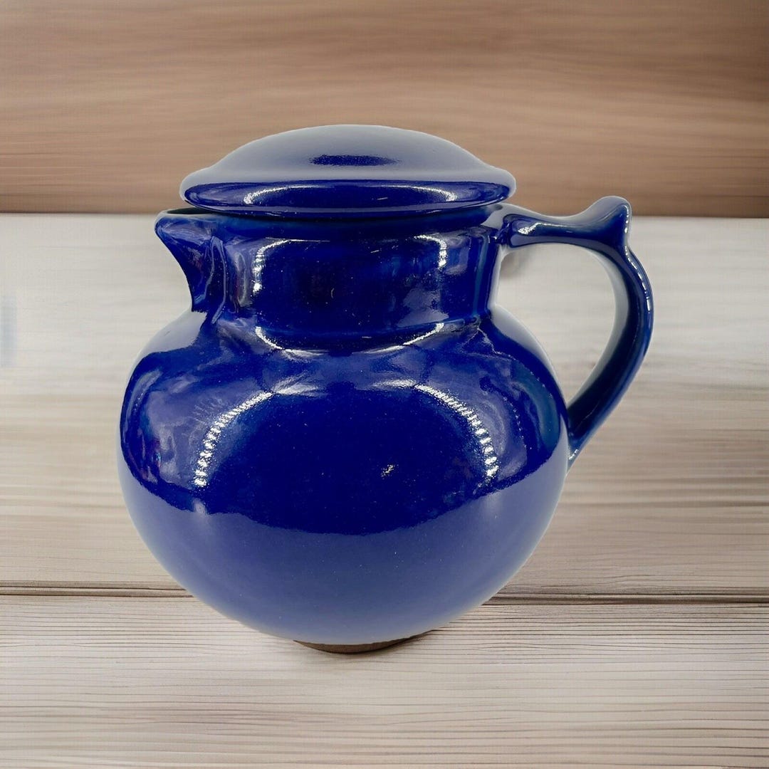 CHRISTIAN RIDGE POTTERY Pitcher Tea Pot W/lid Dark Blue - Etsy