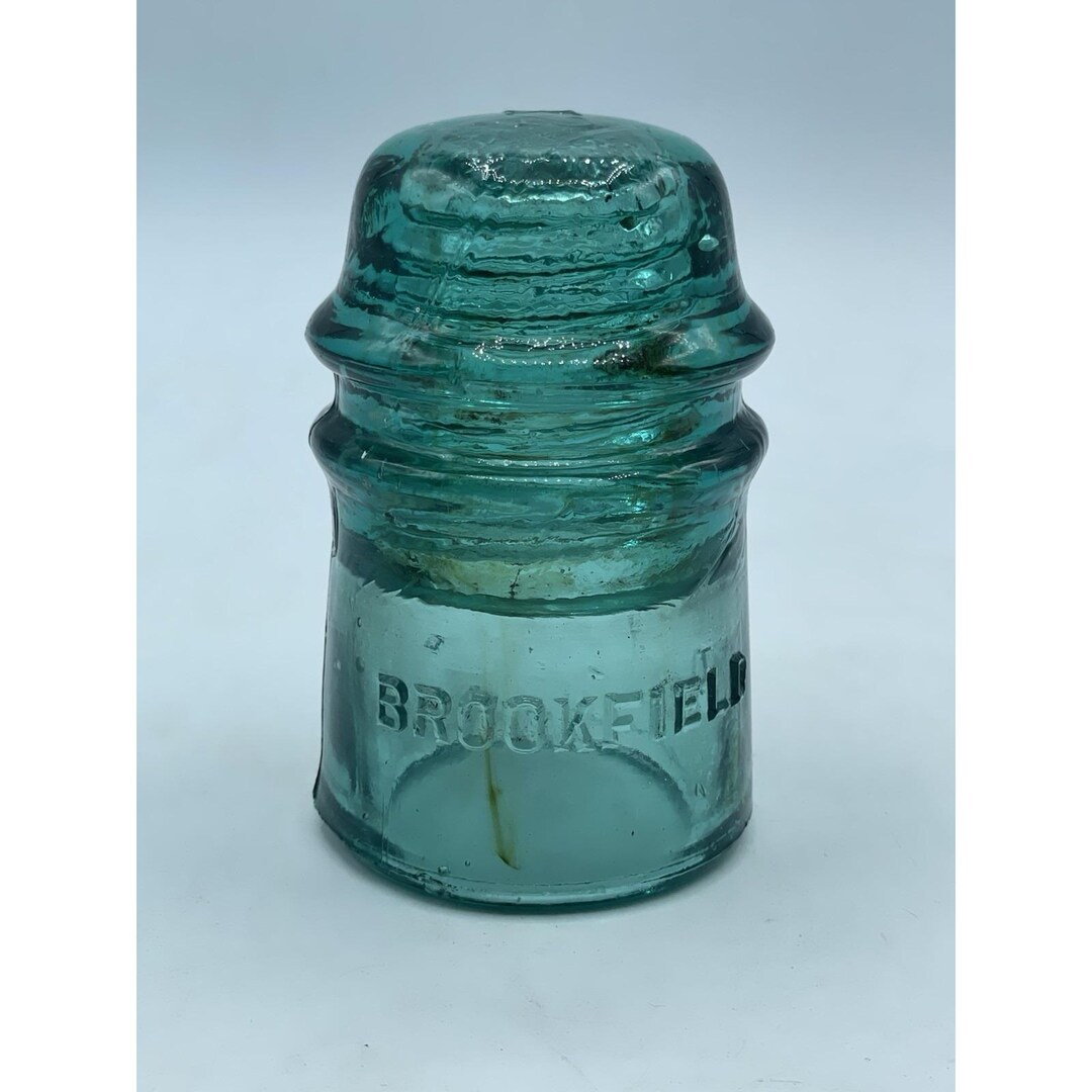 BROOKFIELD Green Glass Insulator 3.75" Vintage USA X2 - Etsy