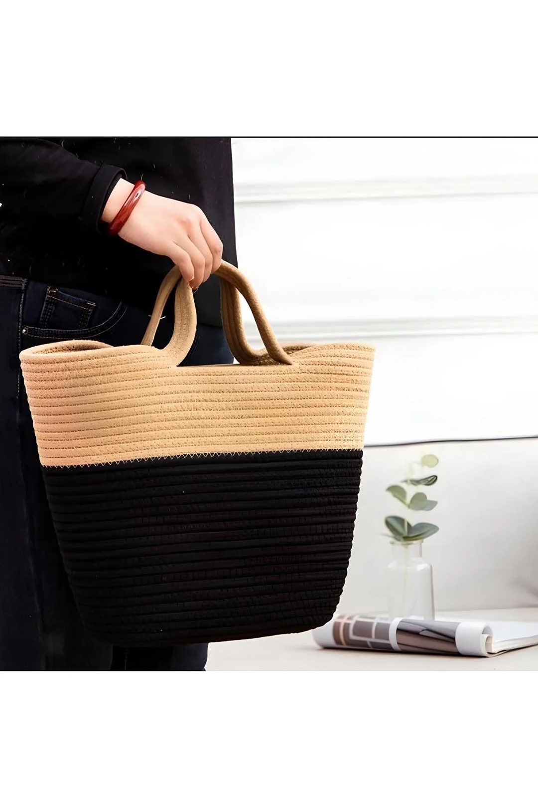 Handmade, Straw Bag Large, Straw Bag Beach, Shoulder Woven Bag ...