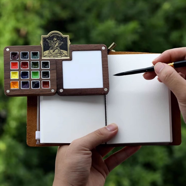 Personalized Leather Travel Watercolor Sketchbook, Custom Name Travel ...