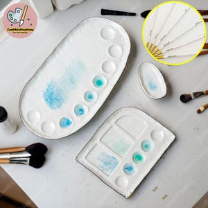 Custom Ceramic Watercolor Palette Kit Set, Ceramic Artists Palette ...