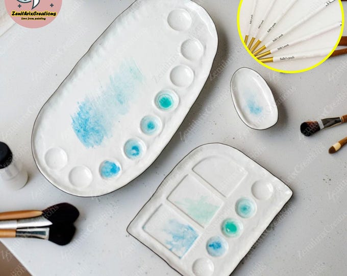 Custom Ceramic Watercolor Palette Kit Set, Ceramic Artists Palette ...