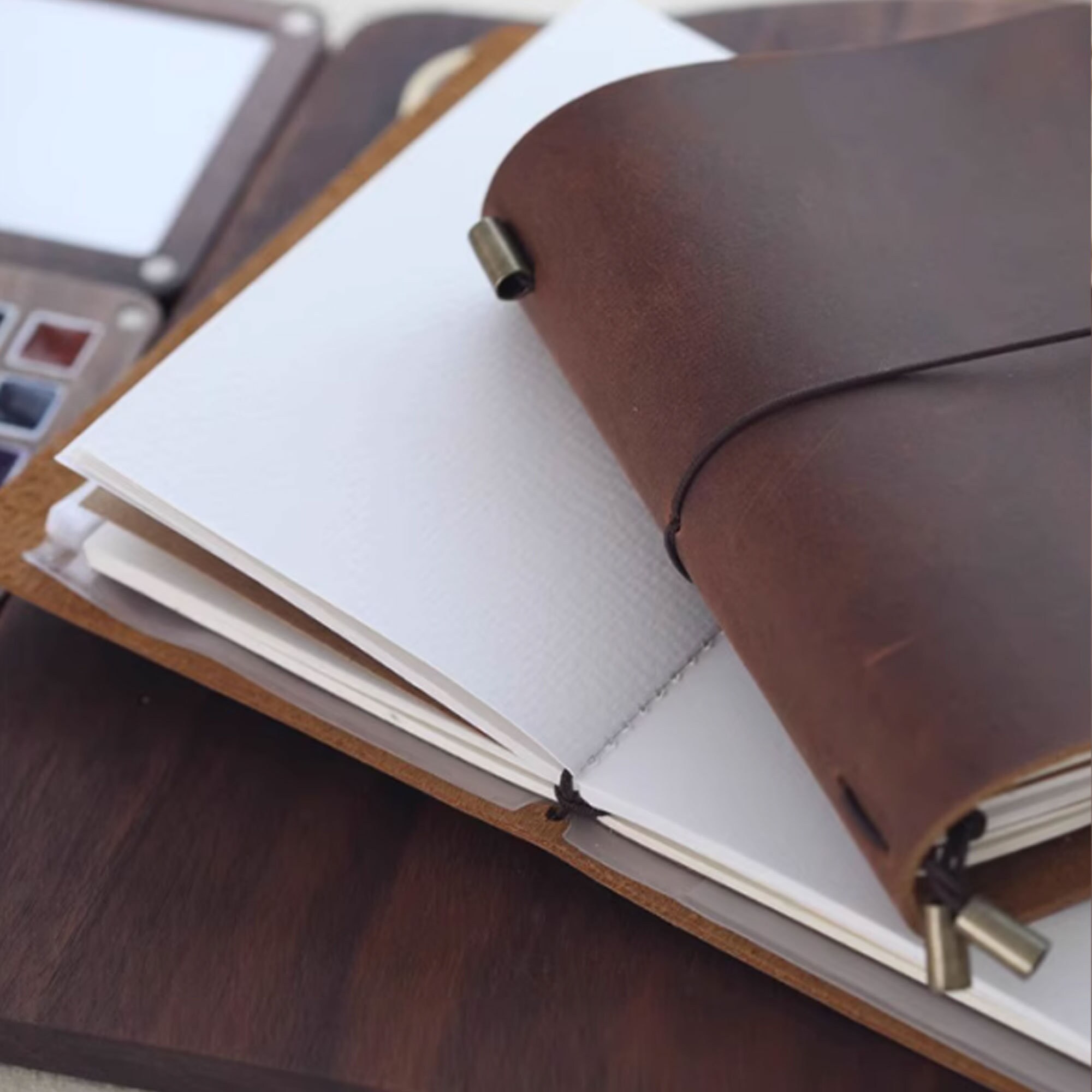 Personalized Leather Travel Watercolor Sketchbook, Custom Name Travel ...