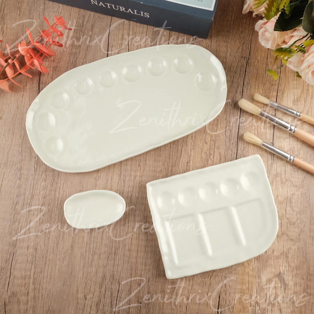Custom Ceramic Watercolor Palette Kit Set, Ceramic Artists Palette ...