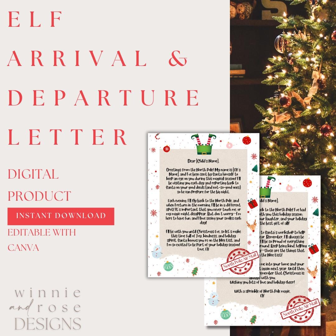 Elf Arrival and Departure Letter | Christmas Activity | First Time Elf ...