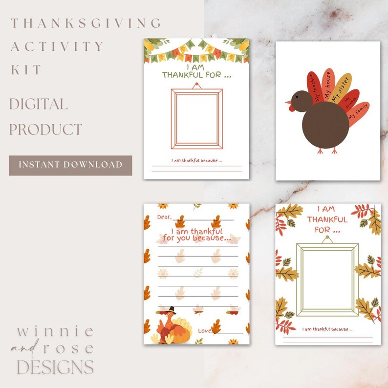 Kids Thanksgiving Activity Pages | Fun Worksheets | Digital Download ...