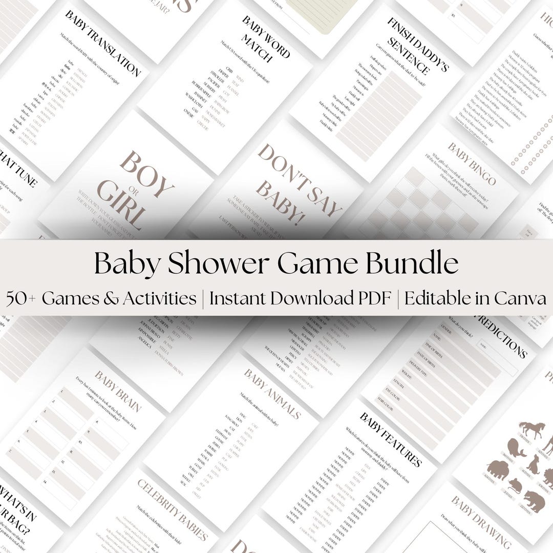 Baby Shower Game Bundle | 50+ Activities, Customizable (digital ...