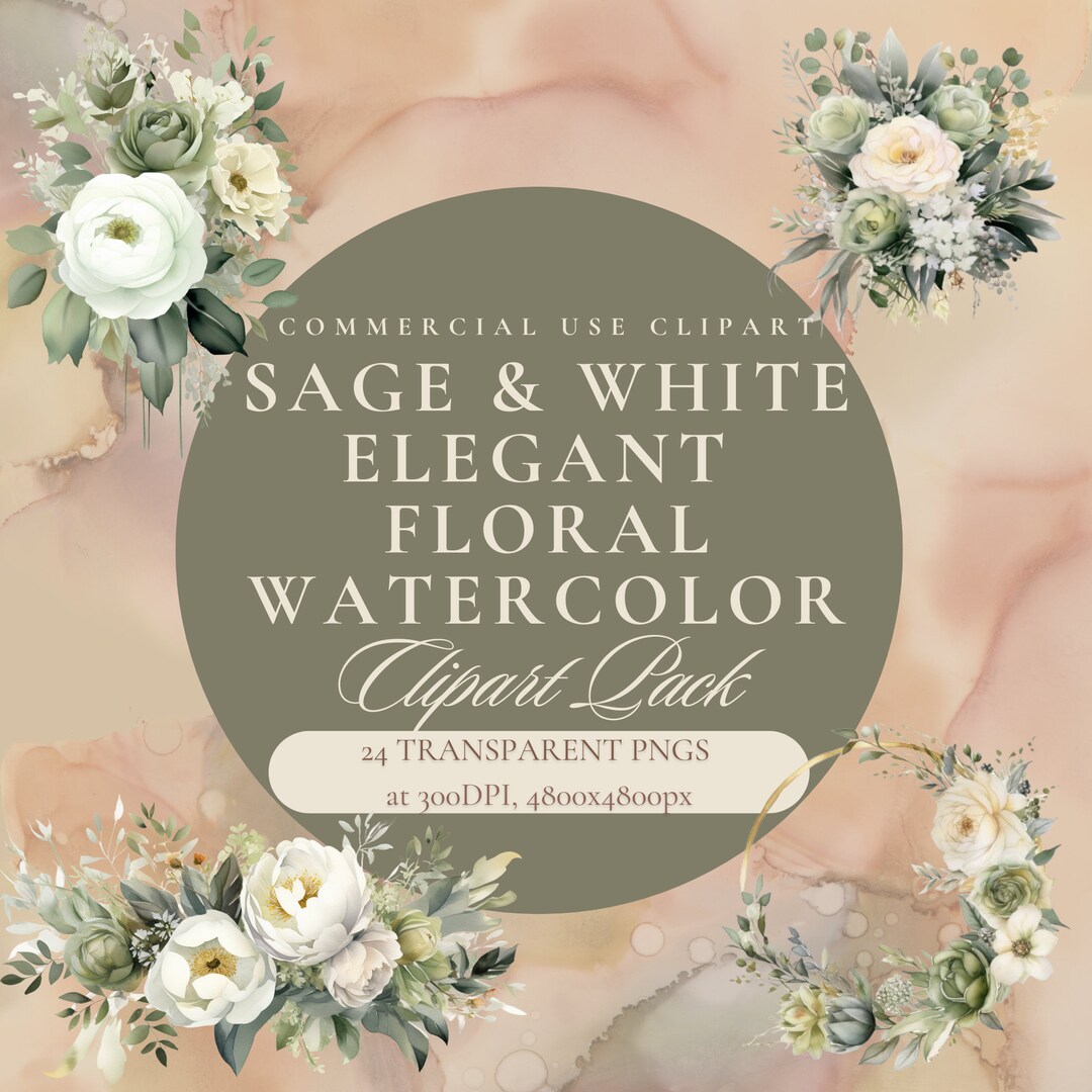 Elegant Wedding Clipart Pack White Flowers, Floral Wreaths & More 24 ...