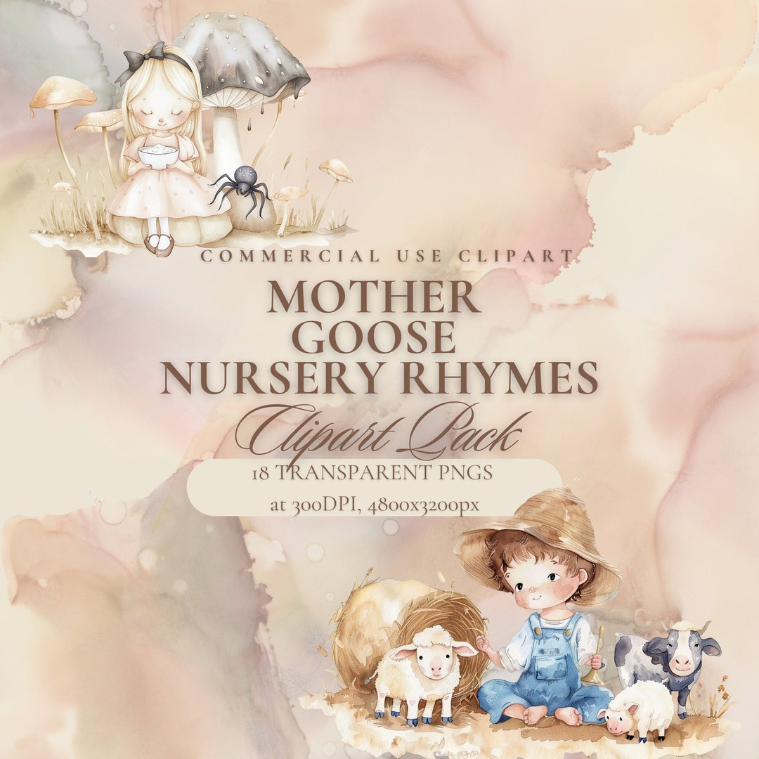 Mother Goose Nursery Rhyme Clipart Collection 18 Pngs and Commercial ...