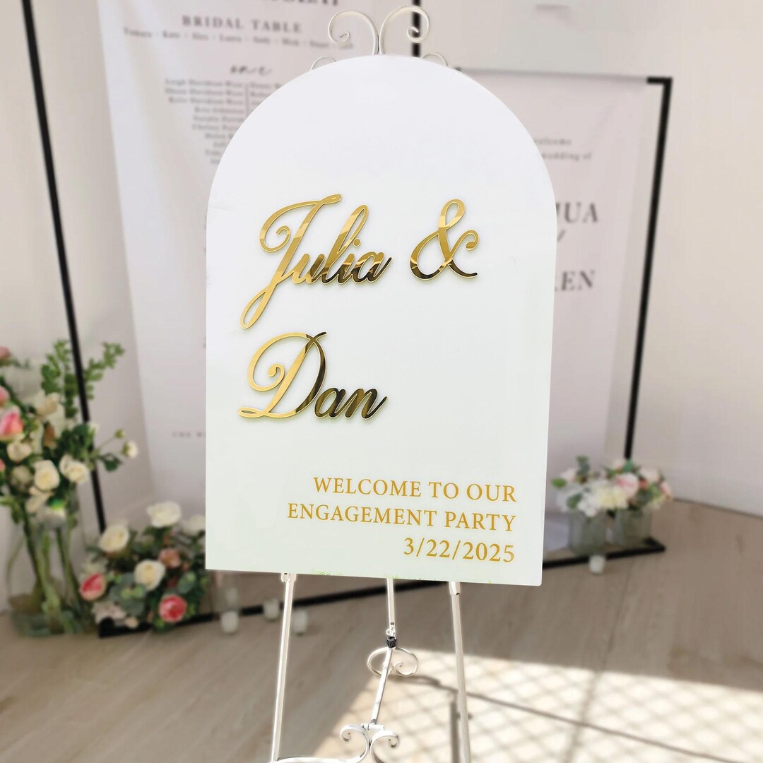 Minimalist Engagement Welcome Sign, Custom Acrylic Engagement Party ...