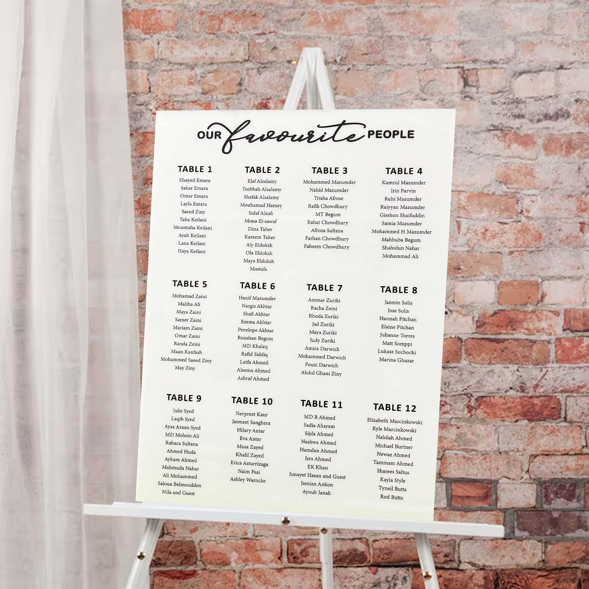 Black Acrylic Table Seating Sign, Large Table Seating Chart, Find Your ...