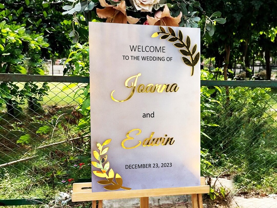 3D Floral Custom Wedding Acrylic Sign Wedding Welcome Sign 3D Acrylic ...