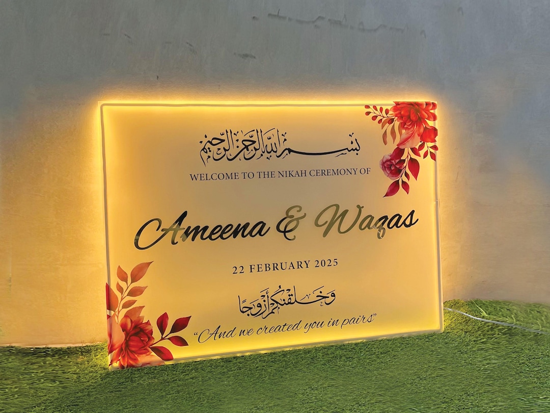 Custom Floral Backlit Sign Acrylic Wedding Welcome Sign, Acrylic ...