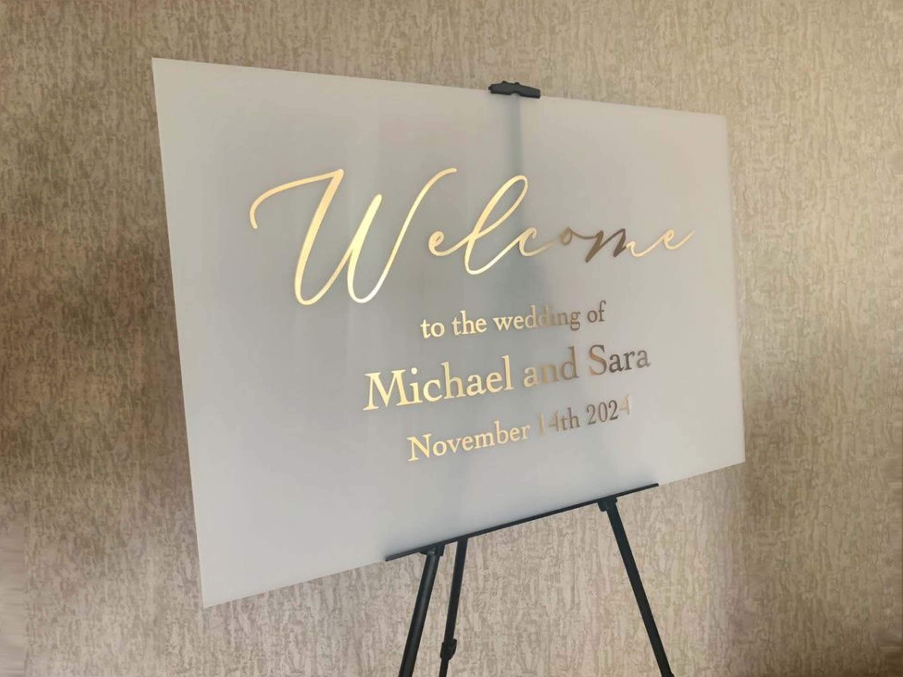 Frosted Acrylic Wedding Welcome Sign ,acrylic Welcome Sign, Wedding ...