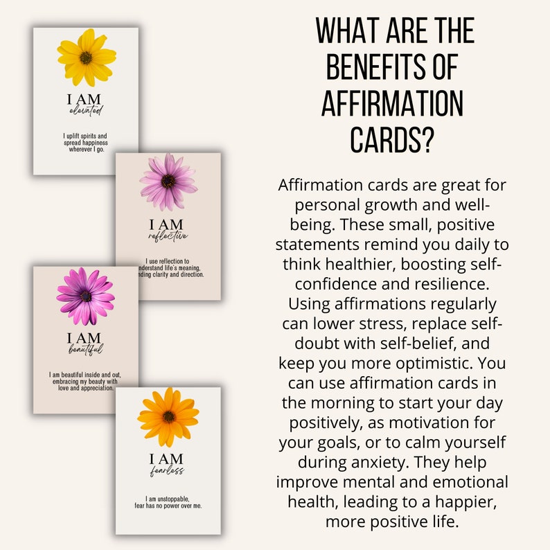 60 Positive Affirmation Cards Printable, Daily I AM Affirmations for ...