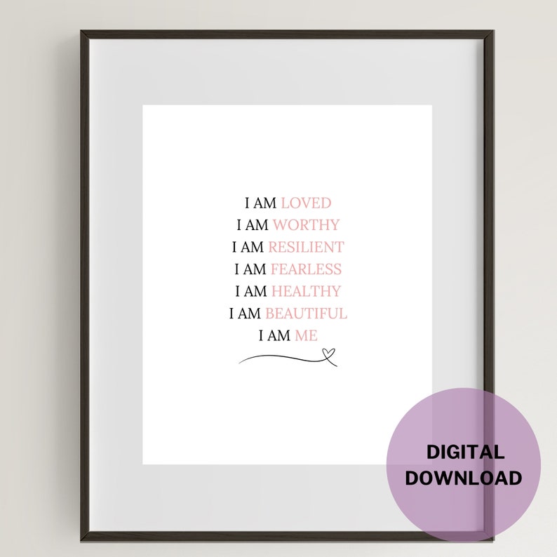 60 Positive Affirmation Cards Printable, Daily I AM Affirmations for ...