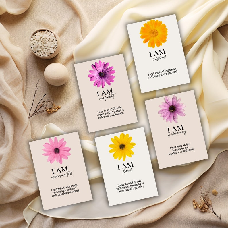 60 Positive Affirmation Cards Printable, Daily I AM Affirmations for ...