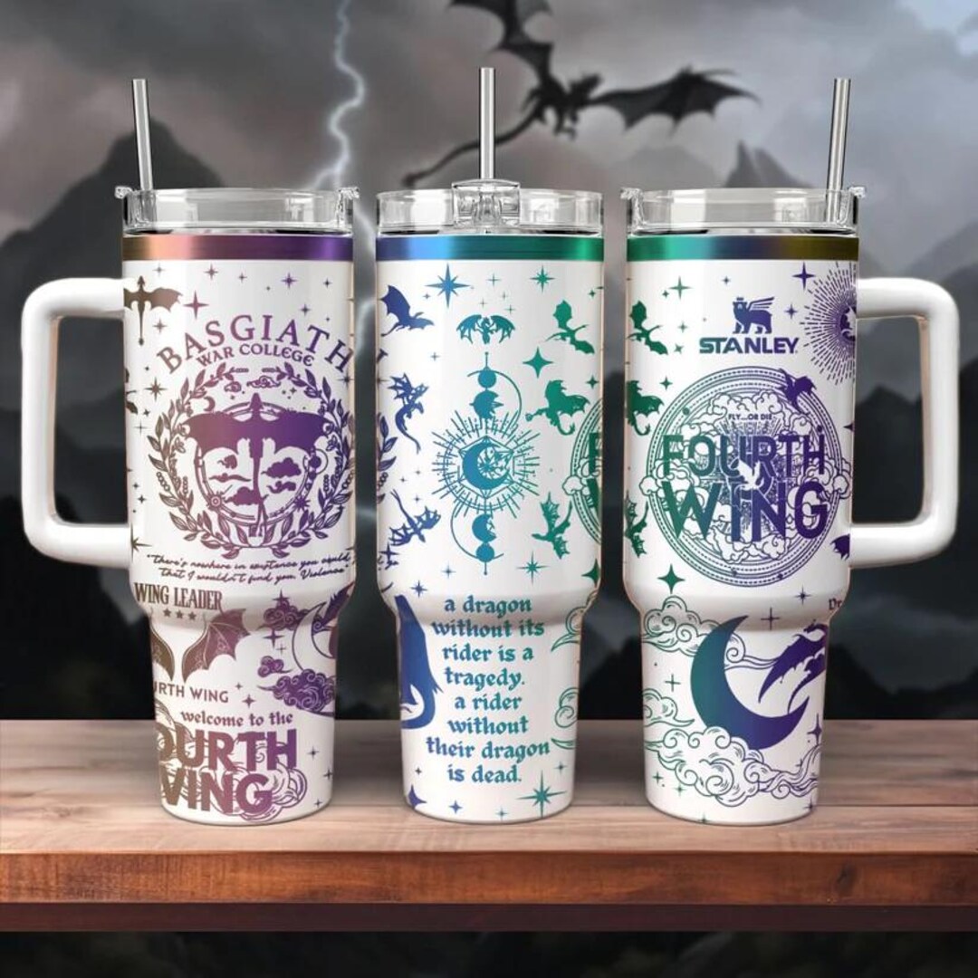 Fourth Wing Stanley Tumbler 40oz, Engraved Dragon Rider Mug, Basgiath ...