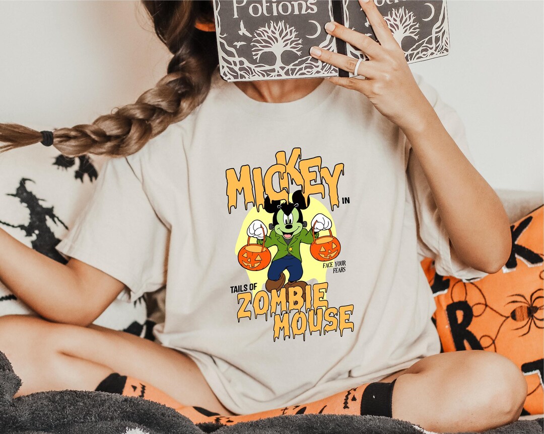 Mickey in Tail of Zombie Mouse Face Your Fears Cartoon Shirt, Disney ...