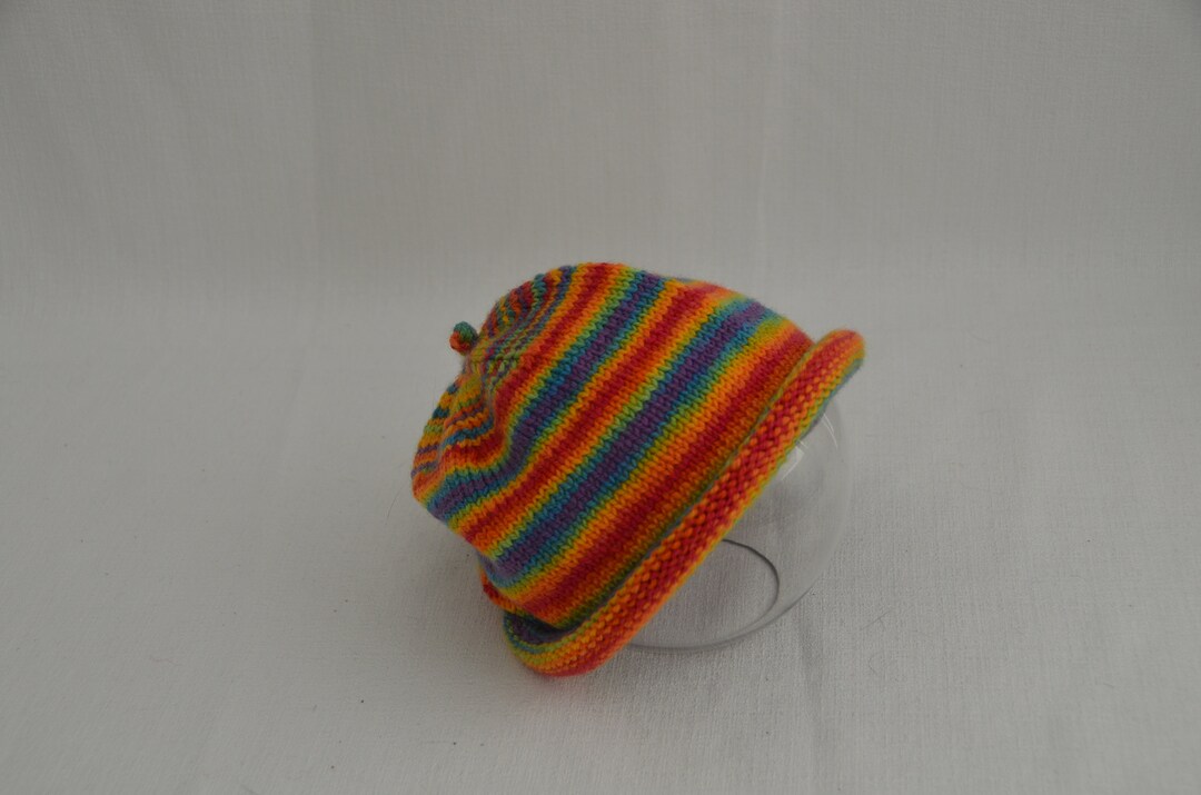 Multi-color Hand-knit Wool Baby Hat, 6-18 Months - Etsy