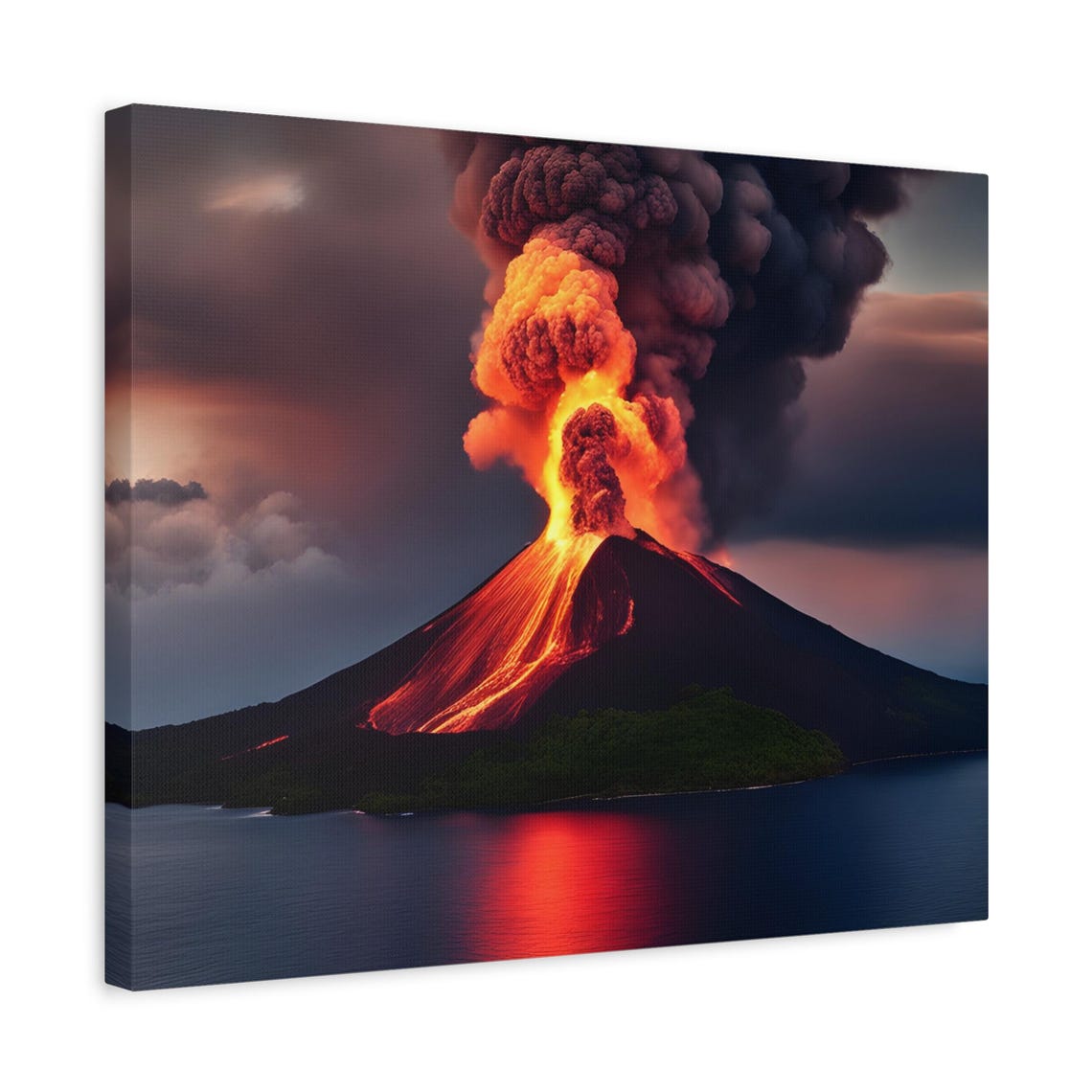 Island Volcano Eruption Matte Canvas Wall Art - Etsy