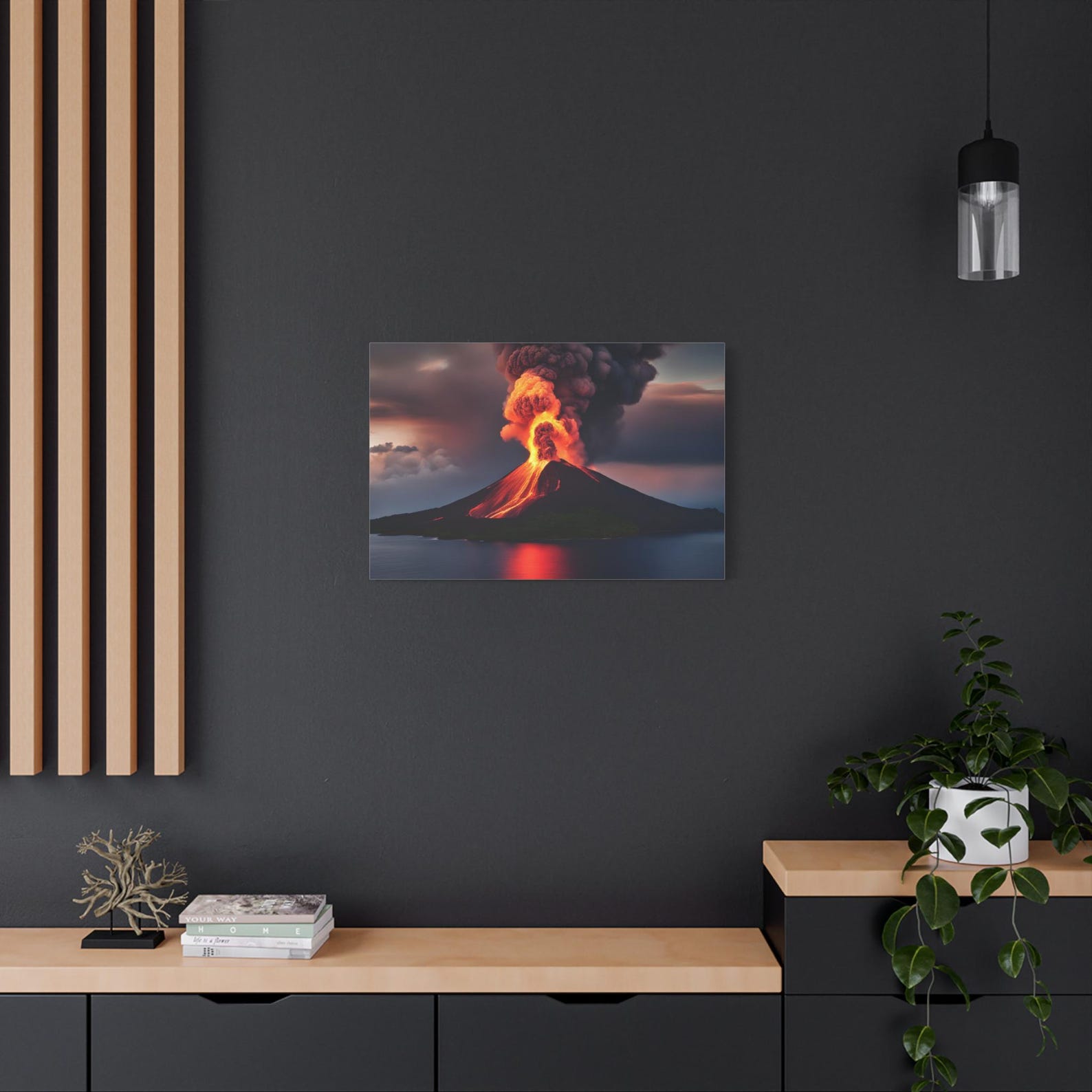 Island Volcano Eruption Matte Canvas Wall Art - Etsy