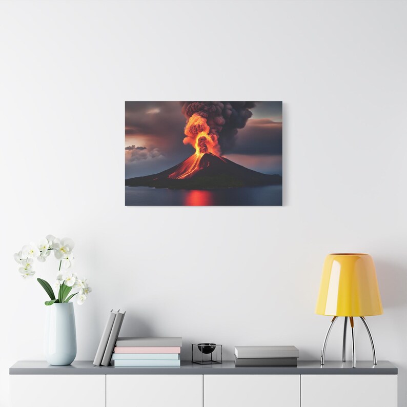 Island Volcano Eruption Matte Canvas Wall Art - Etsy