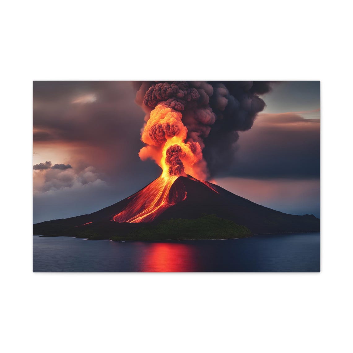 Island Volcano Eruption Matte Canvas Wall Art - Etsy