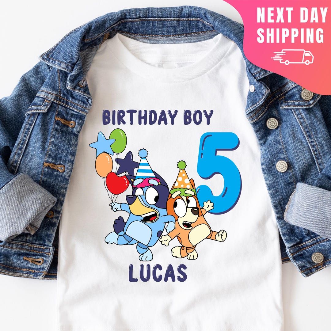 Blue Birthday Shirt, Custom Blueey Shirt, Birthday Shirt for Boy and ...