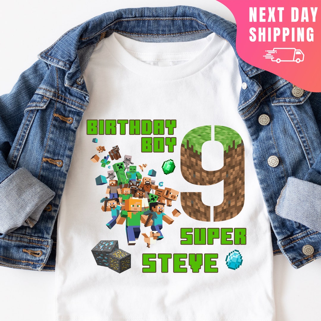 Personalized Minecraft Kids Birthday Shirt, Mine Birthday Shirt, Custom ...