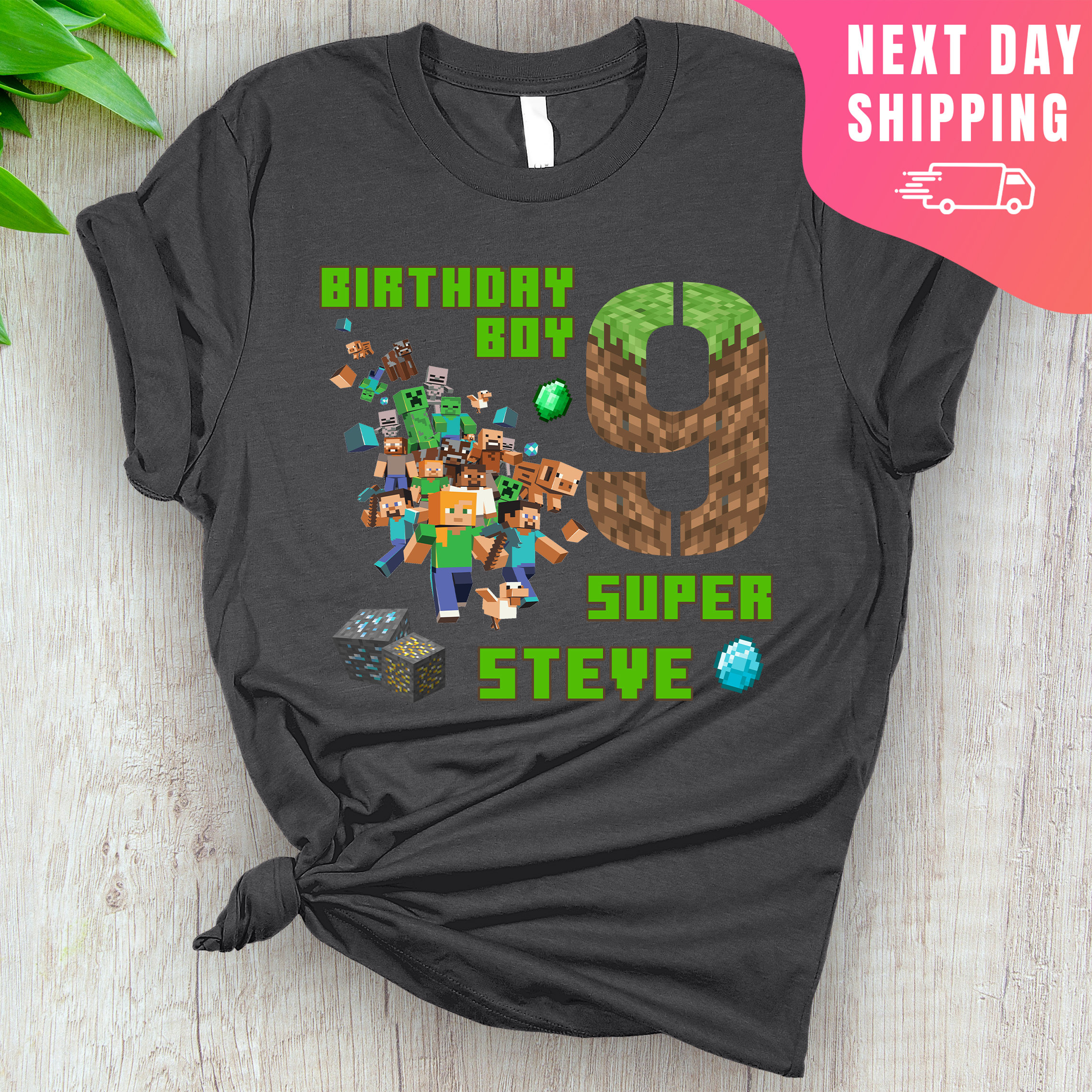 Personalized Minecraft Kids Birthday Shirt, Mine Birthday Shirt, Custom ...