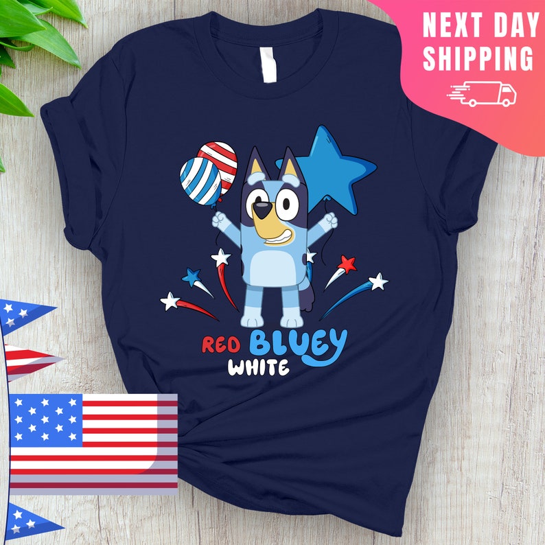Bluey Family 4th of July Shirt, Red White Bluey Fourth of July Shirt ...