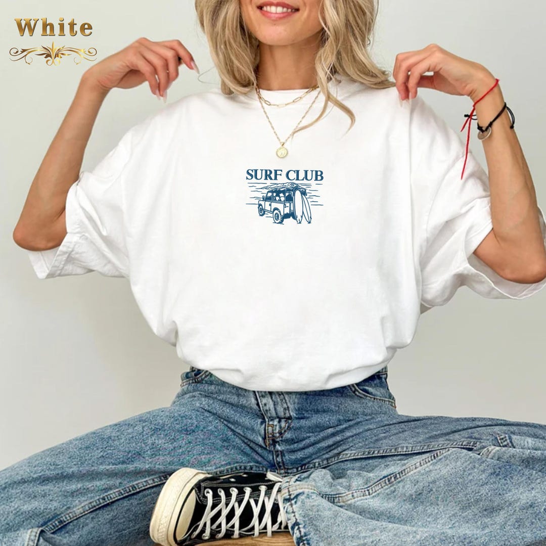 Embroidered Surf Club T-shirt, Surf Club Car Shirt, Surf Social Club ...