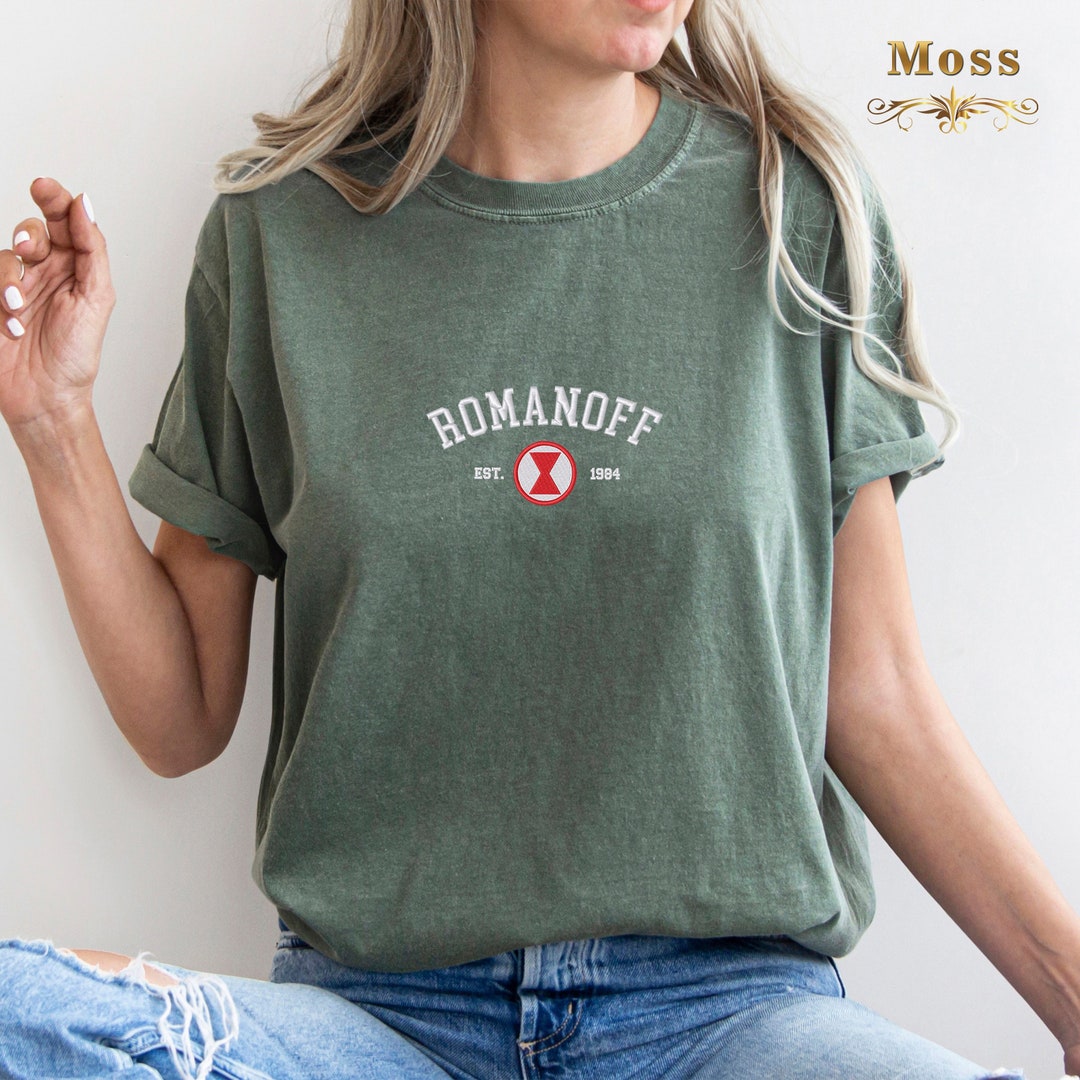 Embroidered Romanoff Tshirt, Black Widow Shirt, Romanoff Est 1984 ...
