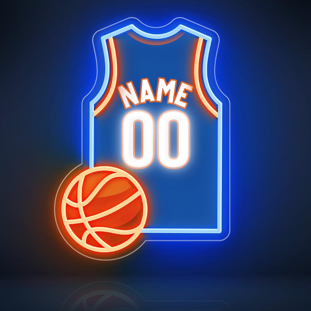 Custom Basketball Jersey Neon Sign for Wall Decor, Dimmable LED Name ...