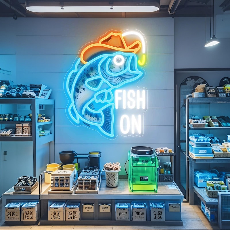 Neon Fish Store Sign - Etsy UK