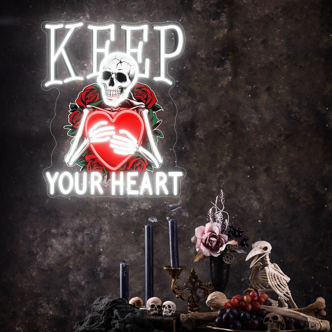 Custom "keep Your Heart" Gothic Ghost Sign - Personalized LED Neon Wall ...