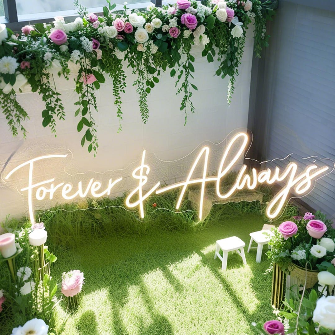 Always and Forever Neon Sign, Custom Wedding Decor, Neon Lights Wall ...