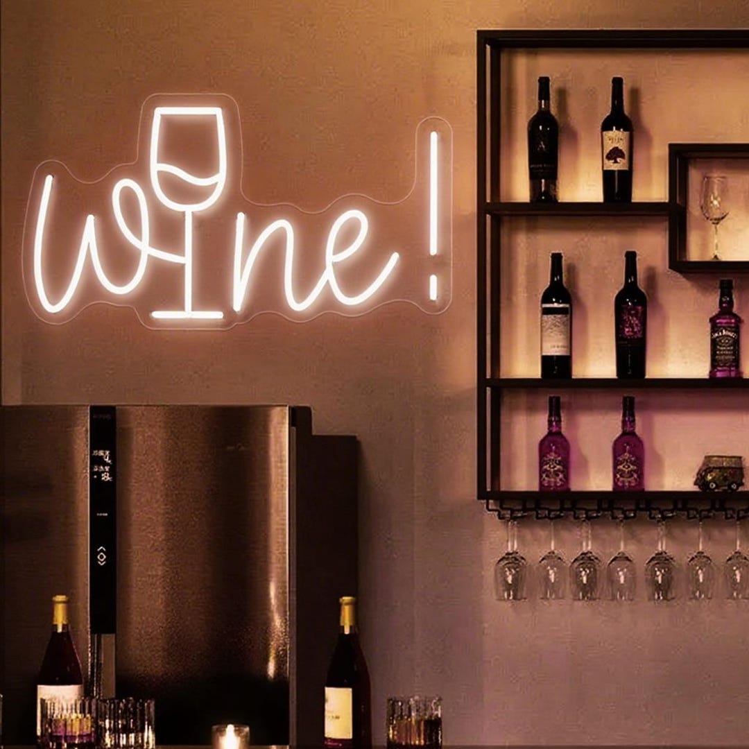 Wine Neon Sign, Custom Neon Sign, Bar Neon Sign, Wine Cup Led Light ...