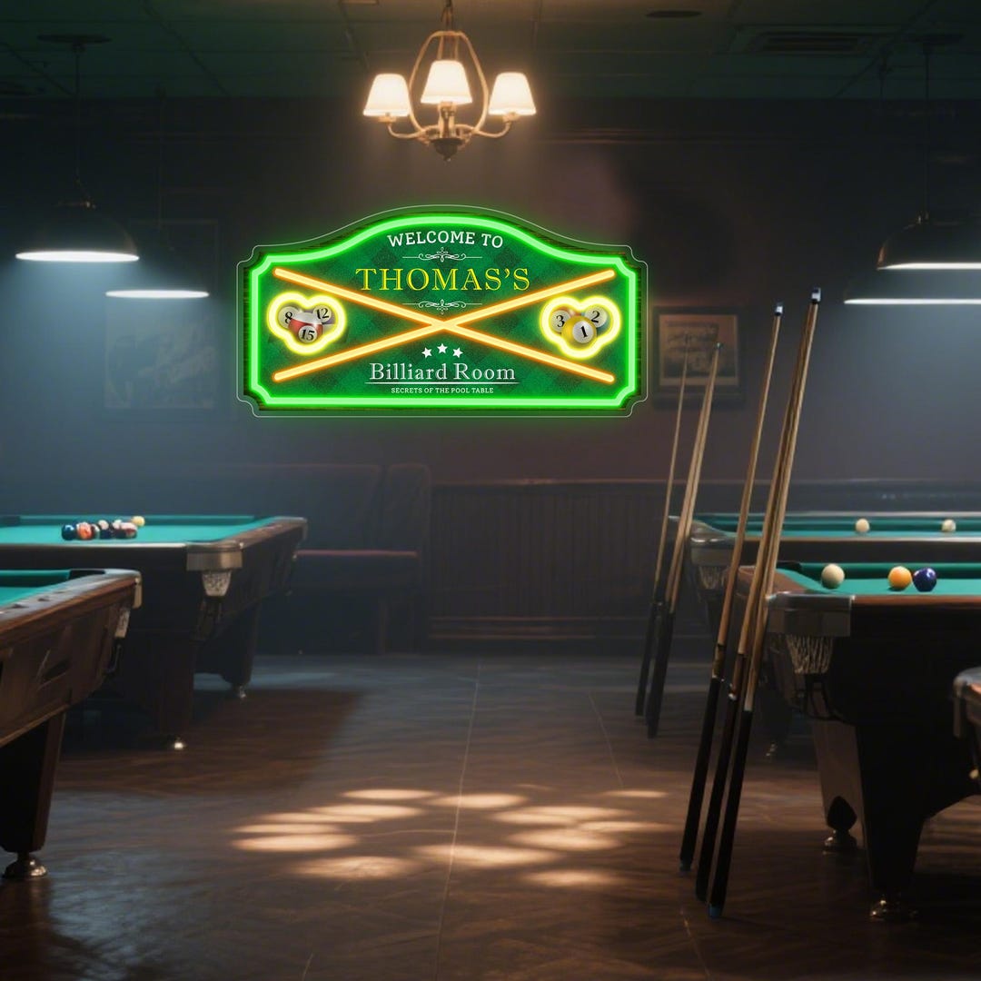 Custom Pool Hall Neon Sign, Personalized Billiards LED Wall Art, Man ...
