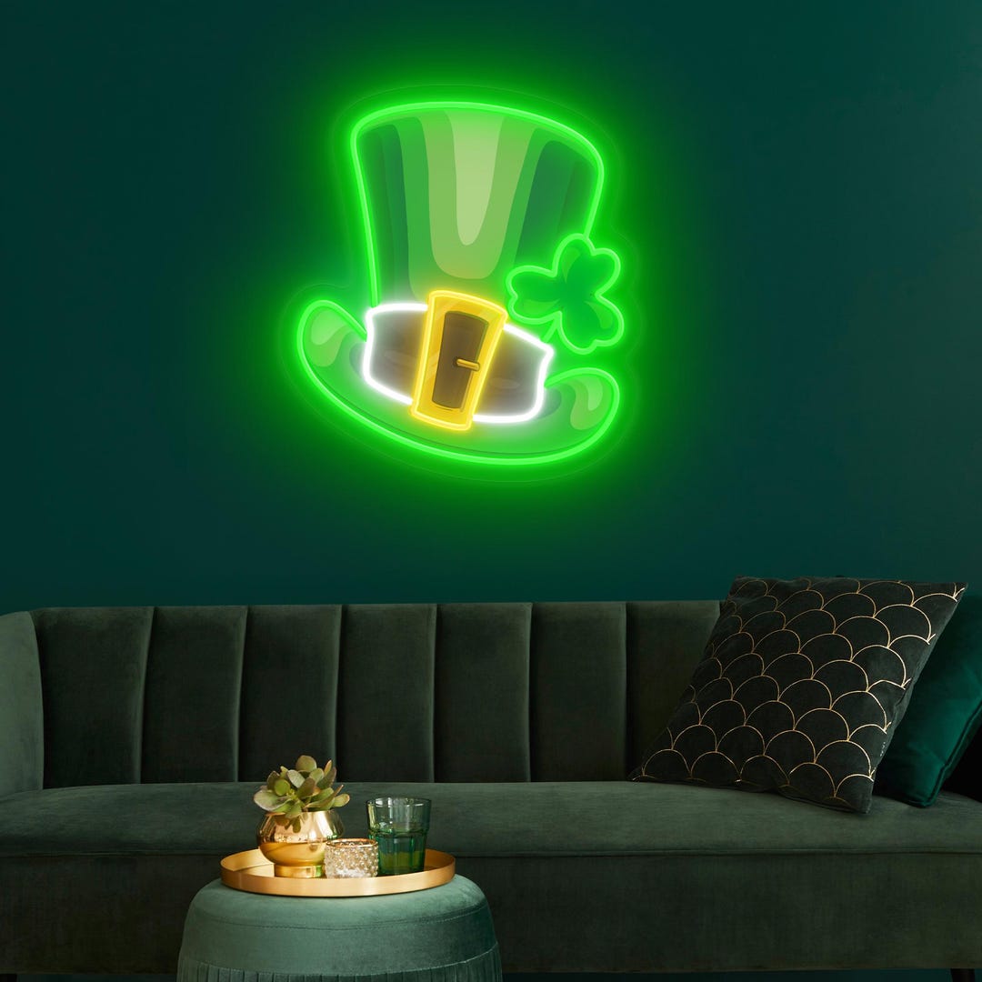 Custom Shamrock Hat Neon Signs, Dimmable St. Patrick's Day Neon Sign ...