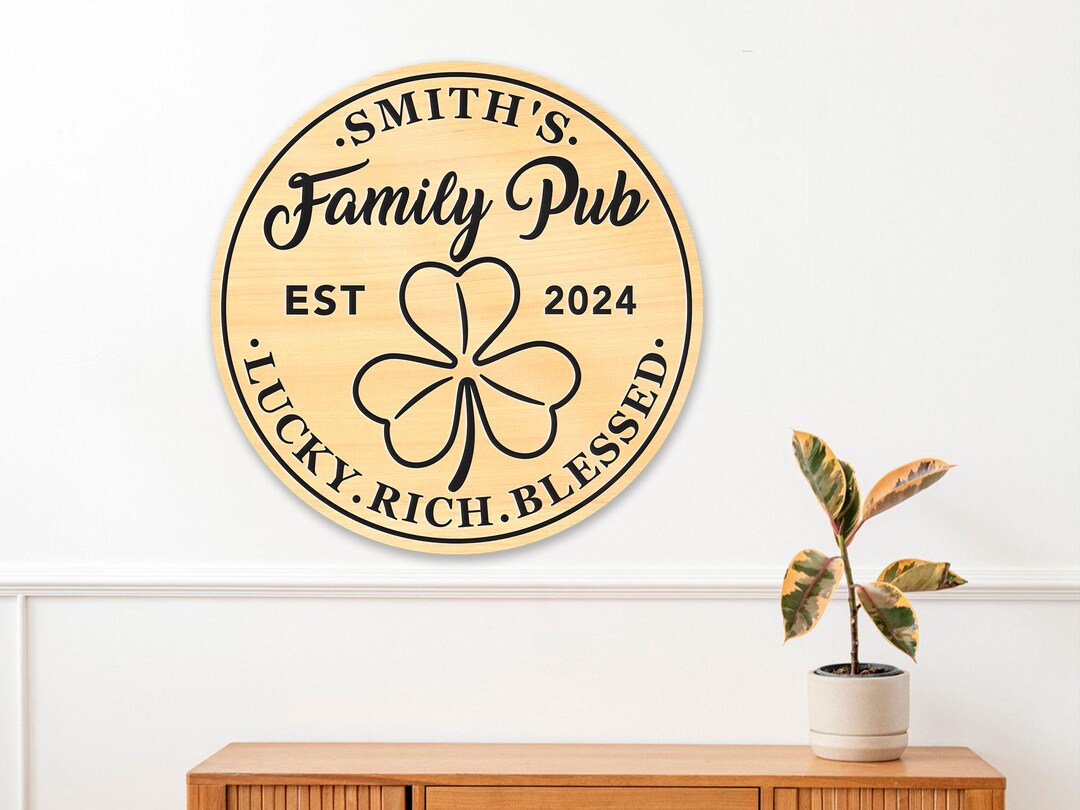 Clover Sign, Personalized Wood Sign, St. Patrick's Day Decor, Irish Pub ...