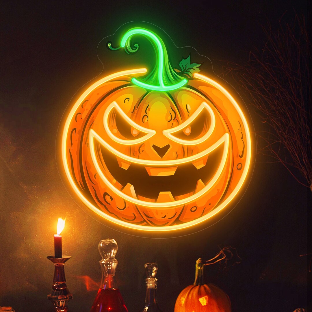 Pumpkin Neon Sign Halloween Pumpkin LED Light, Halloween Party Decor ...