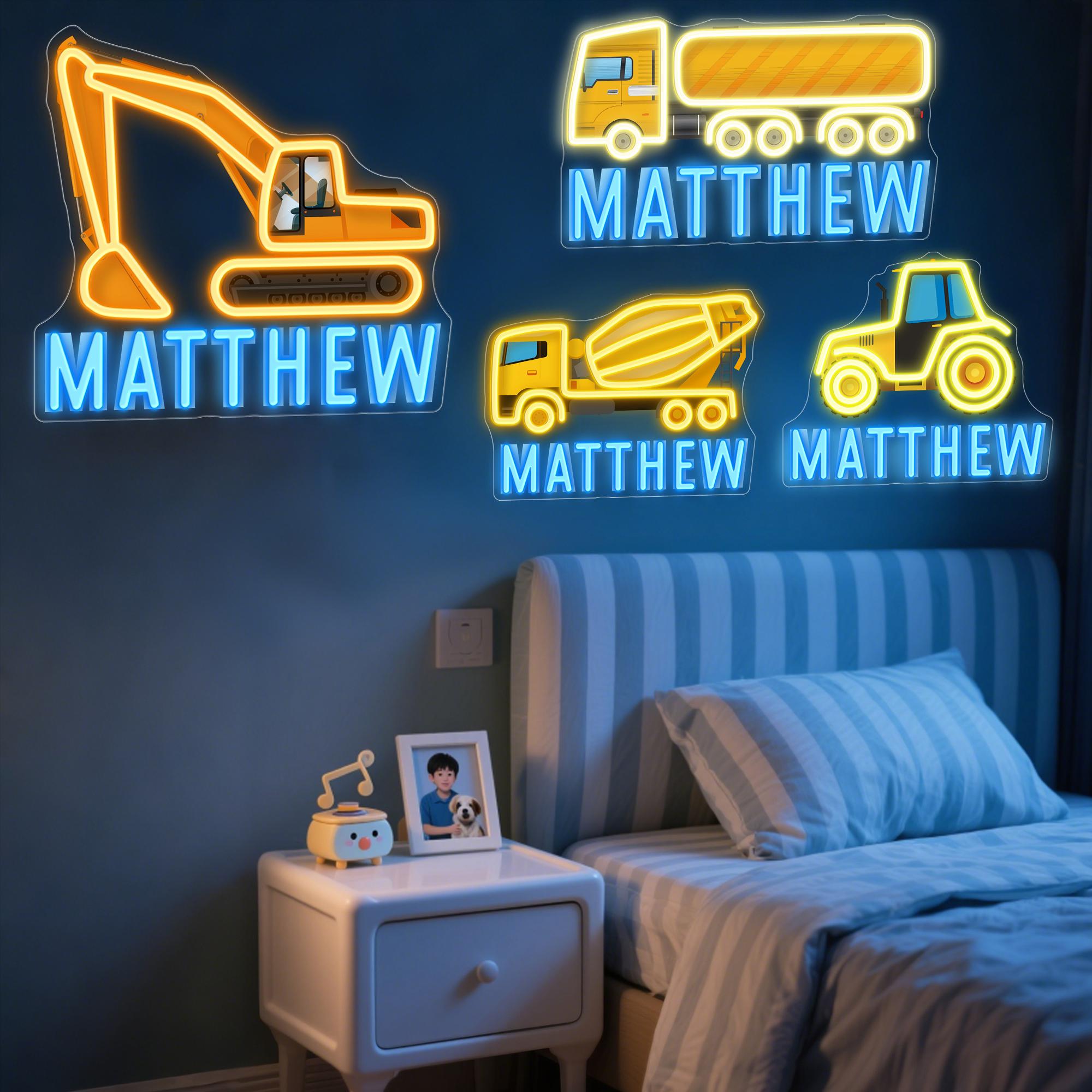 Custom Tractor Neon Sign for Kids - Dimmable LED Wall Art With Remote ...