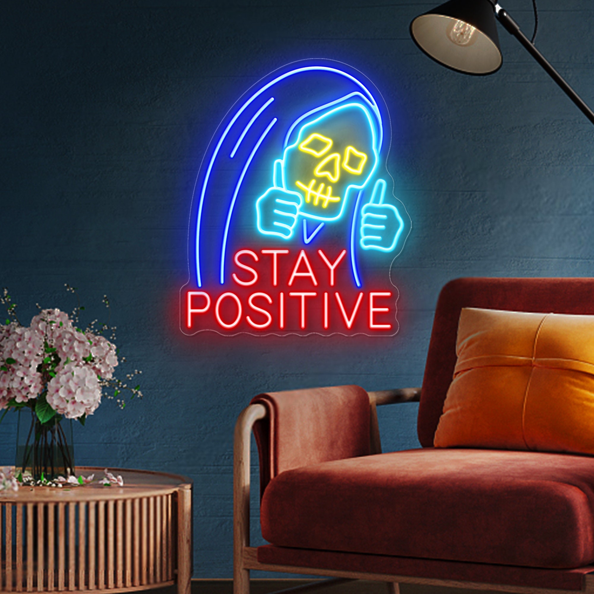 Skull Stay Positive Neon Sign,halloween Neon Sign, Led Light for ...