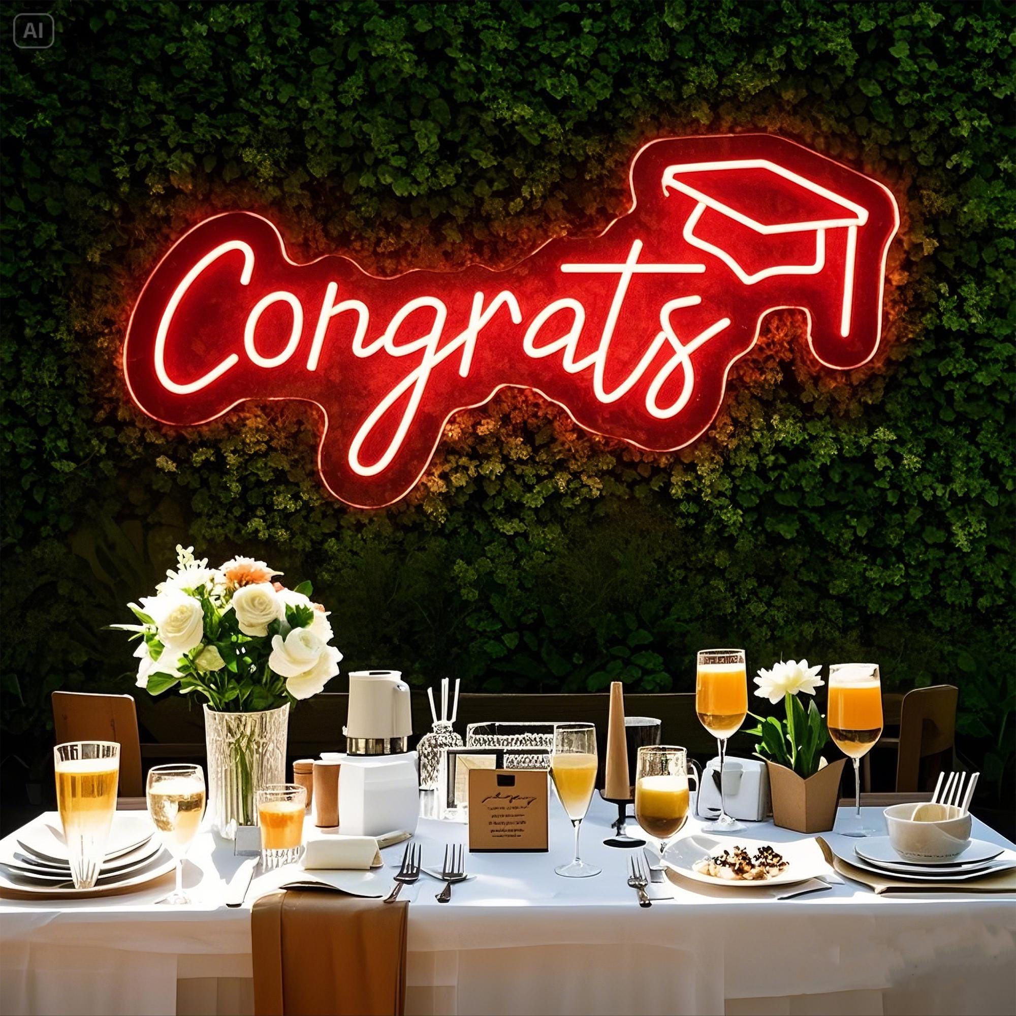 Congrats Neon Sign for Custom Graduation Party, College Congrats Grad ...